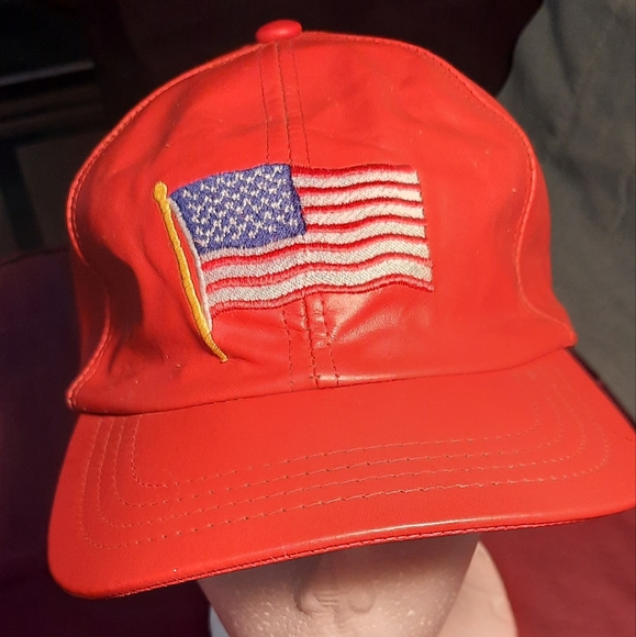 Accessories | Usa Red Leather American Flag God Bless America Cap ...